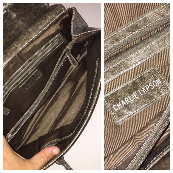 Charlie Lapson | Bags | Charlie Lapson Leather Bag Wfaux Snakeskin ...